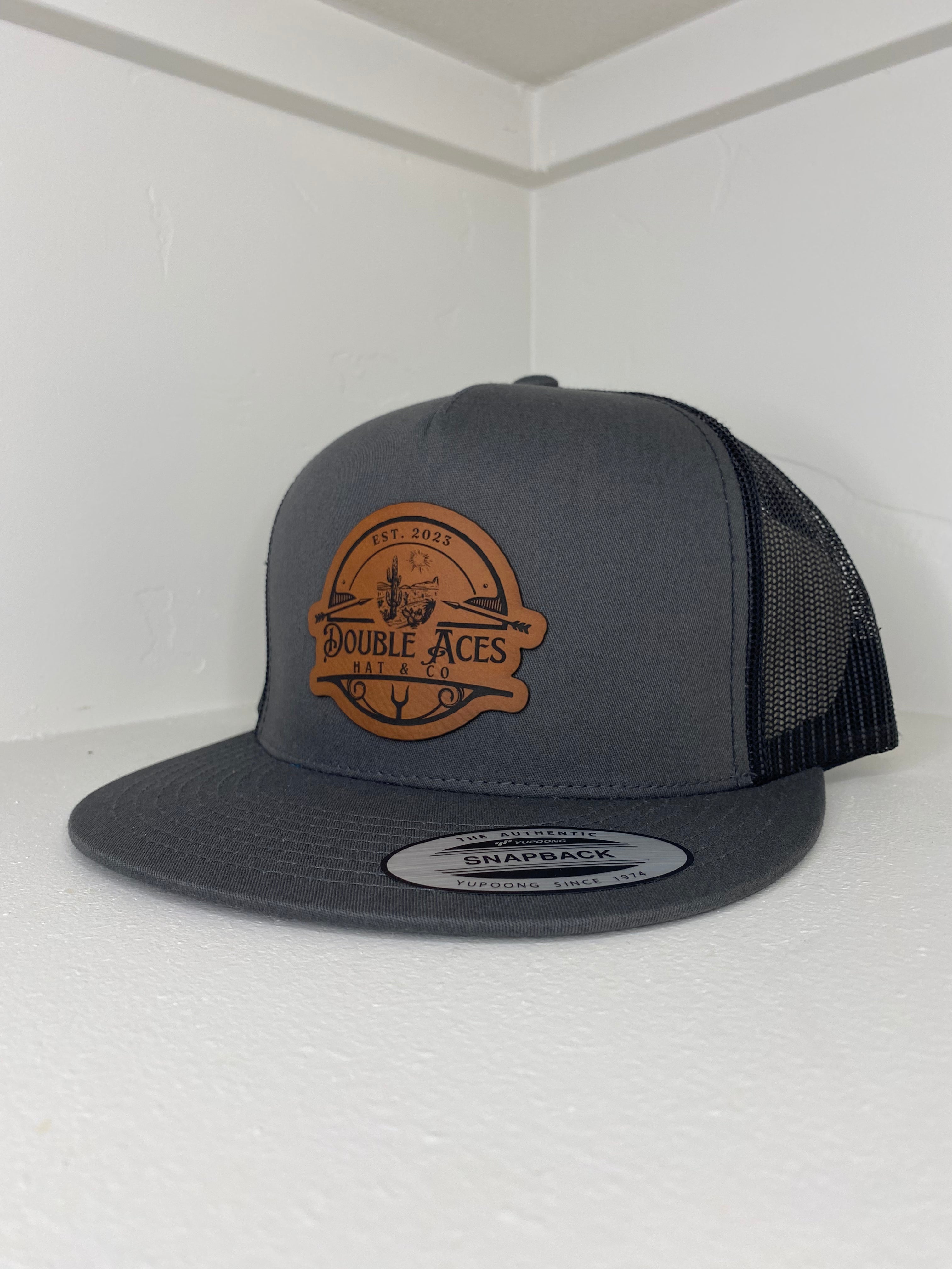 Charcoal/Black OG Leather Patch Trucker – Double Aces Hat&Co