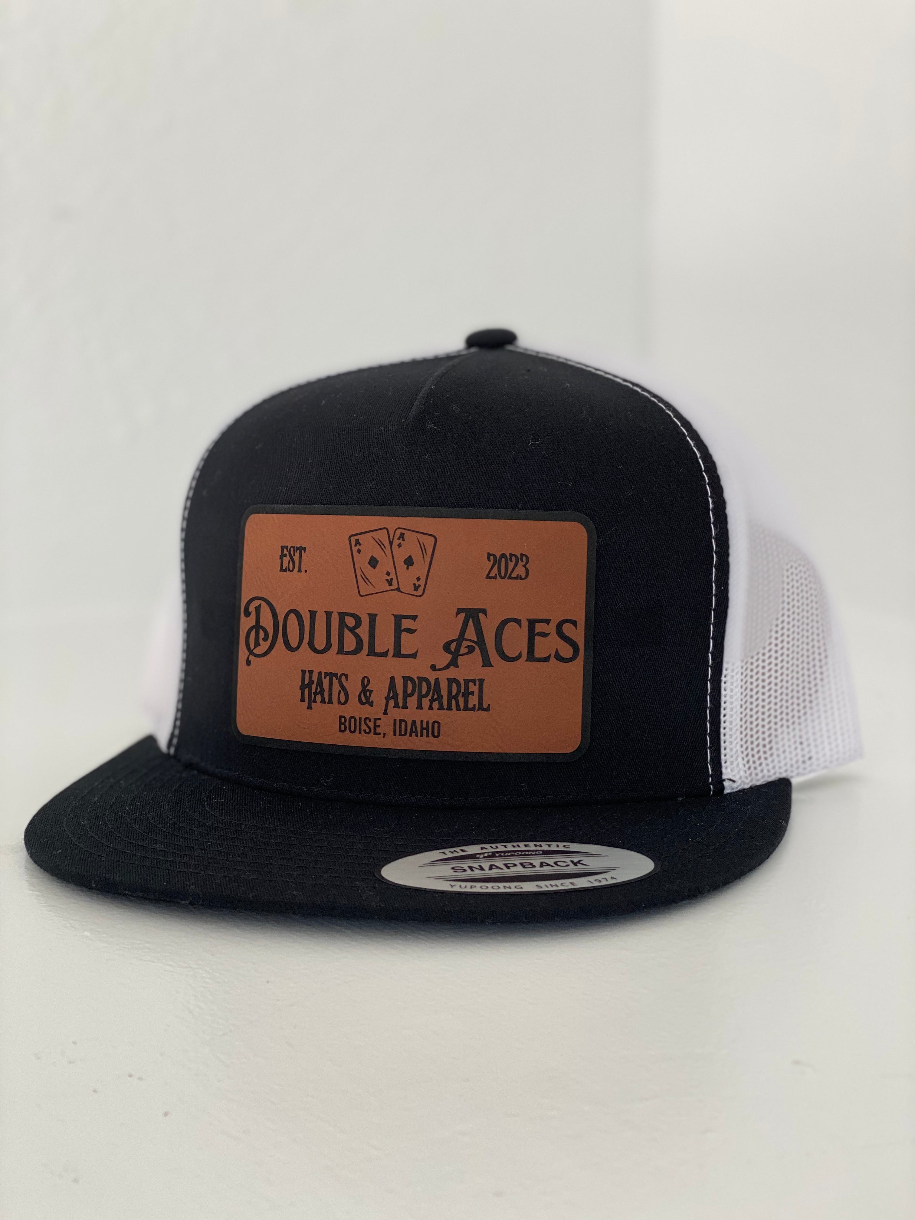 Aces Leather Patch B/W Trucker – Double Aces Hat&Co